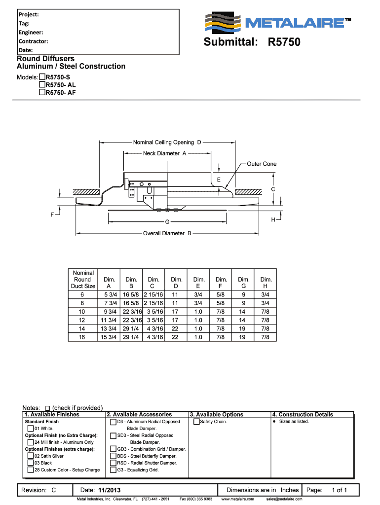 Fillable Online Project: Tag: Engineer: Contractor: Date: Submittal ...