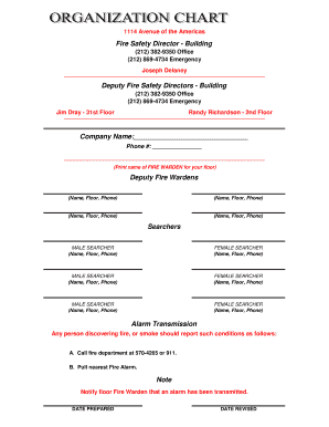 Fillable Online Fire Safety Organization Chart - Brookfield Office ...