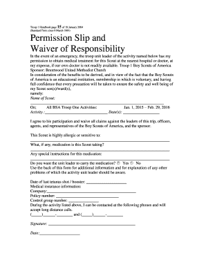 Fillable Online troopone Troop 1 Handbook Permission Waiver 2015.pdf ...