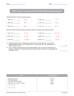 Fillable Online AppLYINg DIVIsION: INTeRpReTINg ReMAINDeRs ...