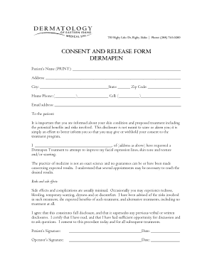 Fillable Online CONSENT AND RELEASE FORM DERMAPEN Fax Email Print ...