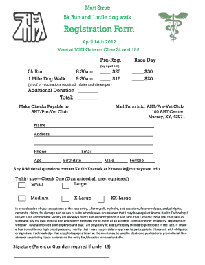 Fillable Online forthepets Mutt Strut 5k Run and 1 mile dog walk ...