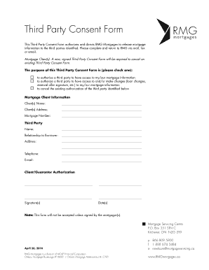 Fillable Online rmgmortgages RMG Mortgages Third Party Consent Form Fax ...