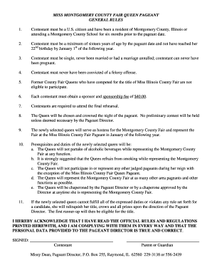 Fillable Online montgomeryfair MISS MONTGOMERY COUNTY FAIR QUEEN ...