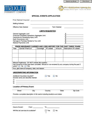 Fillable Online Special Events Application Revised Fax Email Print ...