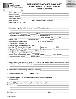 Fillable Online RAILROAD PROTECTIVE LIABILITY Fax Email Print - pdfFiller