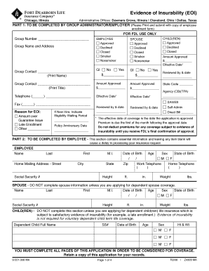 Fillable Online afscmetrust FORT DEARBORN LIFE Evidence of Insurability ...