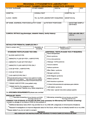 Fillable Online baspath co Cytogenetics request form Fax Email Print ...