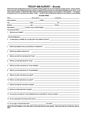 Fillable Online troop486scoutsurvey2015.doc Fax Email Print - pdfFiller