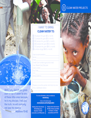 Fillable Online hhi I WANT TO BRING CLEAN WATER TO - Healing Hands ...