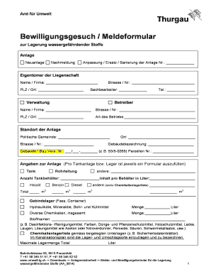 Ausfüllbar Online umwelt tg Bewilligungsgesuch Meldeformular - Amt fr ...