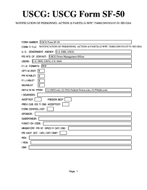 Fillable Online USCG Form SF-50. NOTIFICATION OF PERSONNEL ACTION (6 ...