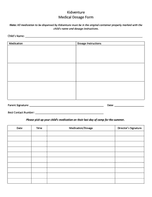 Fillable Online Medical Dosage Form - bKidventureb Fax Email Print ...