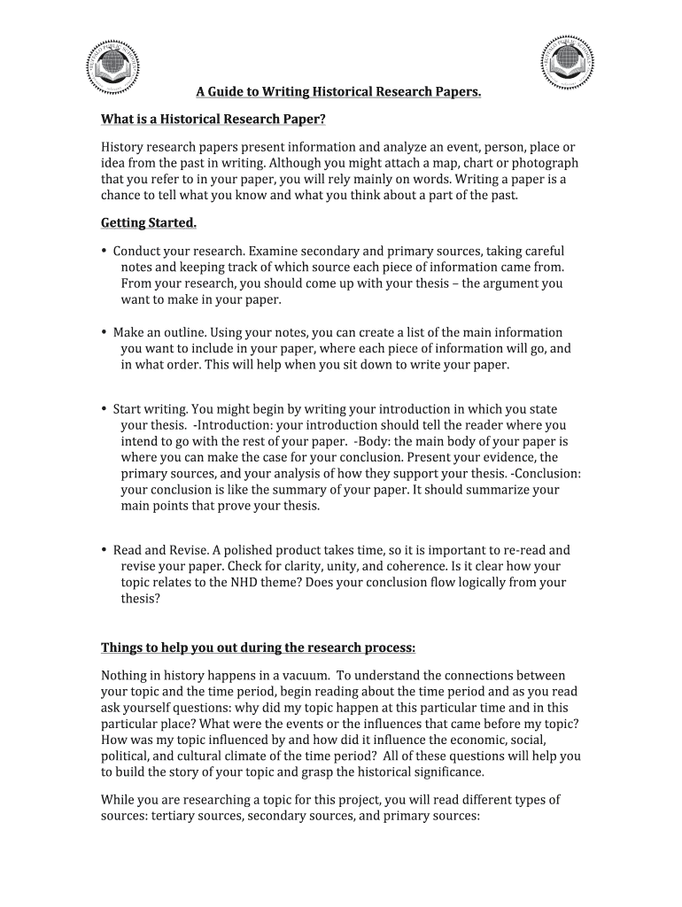 Fillable Online A Guide to Writing Historical Research Papersdocx Fax ...