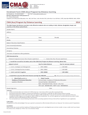Fillable Online cmaindia co Enrolment Form CMA Aus Program by Distance ...