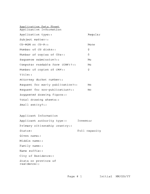 Fillable Online Application Data Sheet Application Information Fax ...