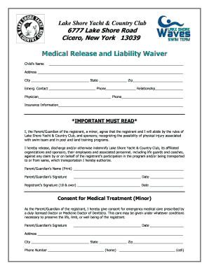 Fillable Online Download the swim team waiver form - Lake Shore Yacht ...