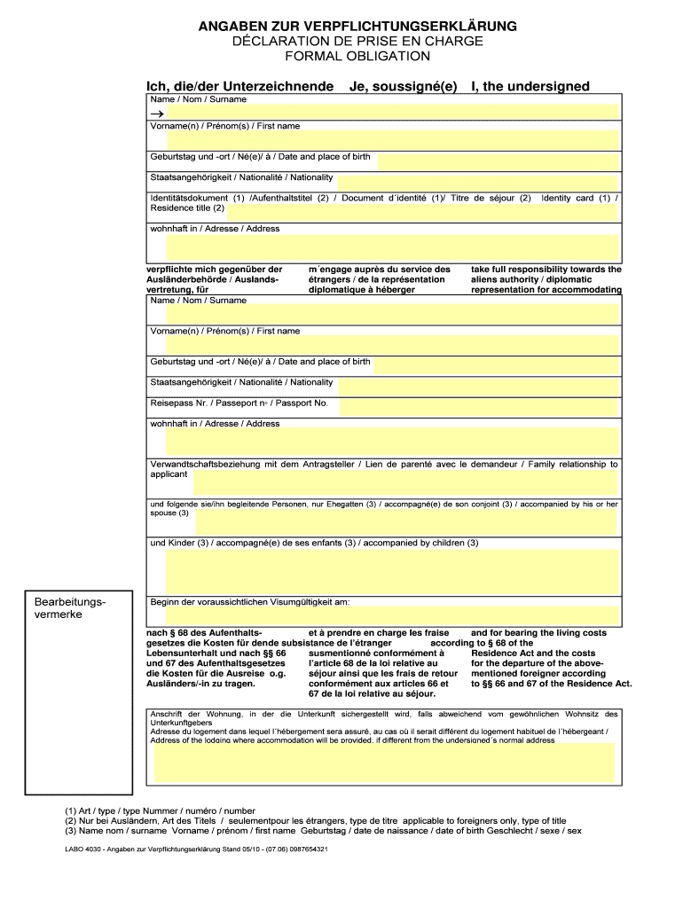 Ausfüllbar Online ANGABEN ZUR VERPFLICHTUNGSERKL RUNG - Touring Artists Fax Email Drucken ...