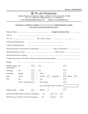 Fillable Online MATERNAL SERUM SCREEN 2 3 4 REQUISITION FORM Fax Email ...