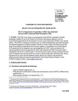 Fillable Online ams usda Ready-To-Use, Therapeutic Food, (RUTF) (pdf ...