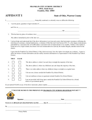 Fillable Online AFFIDAVIT I State of Ohio Warren County Fax Email Print ...