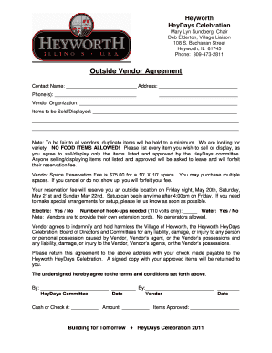 Fillable Online Outside Vendor Agreement Fax Email Print - pdfFiller