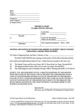 Fillable Online Motion to Modify Custody, Visitation, and Child Support ...