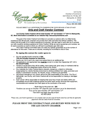 Fillable Online Arts and Craft Vendor Contract - Chamber of Commerce ...