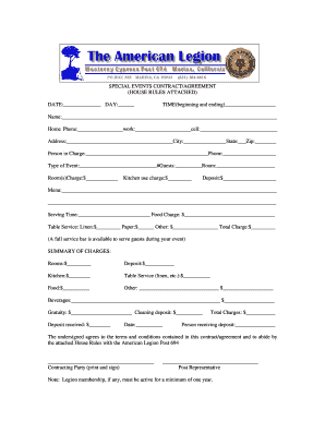 Fillable Online Legion-Special Events Contract Agreement form Fax Email ...