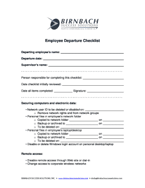 Fillable Online Departing employee's name: Fax Email Print - pdfFiller