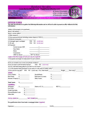Fillable Online OFFER FORM - bbarlavirealtybbcomb Fax Email Print ...