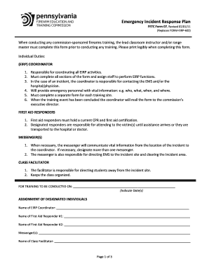Fillable Online Form 07: emergency incident response plan - Firearm ...