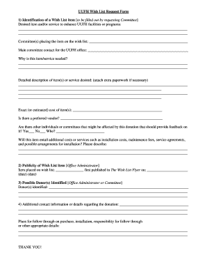 Fillable Online uufh UUFH Wish List Request Form 1 Identification of a ...