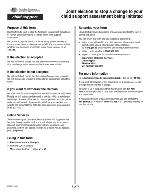 Fillable Online humanservices gov Joint election to stop a change to ...