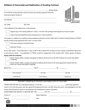 Fillable Online fwhs Ratification of Existing bContractb Form - Fort ...