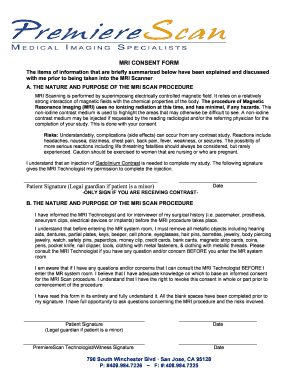 Fillable Online MRI CONTRAST CONSENT(ENGLISH) UPDATED 032015 Fax Email ...
