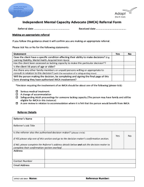 Fillable Online adapt-ne org Independent Mental Capacity Advocate IMCA ...