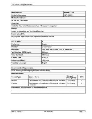 Fillable Online AEF-EM022 Ecological Indicators Fax Email Print - pdfFiller