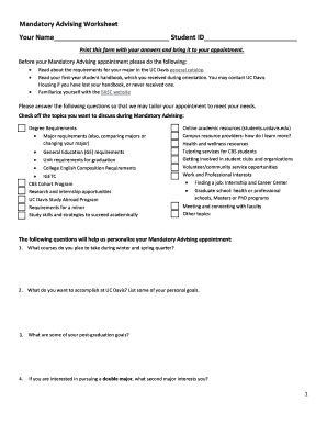 Fillable Online basc ucdavis Mandatory Advising Worksheet - University ...