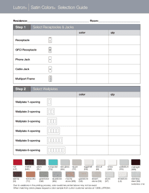 Fillable Online Lutron Satin Colors Selection Guide ...