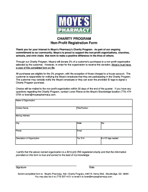 Fillable Online CHARITY PROGRAM Non-Profit Registration Form Fax Email ...