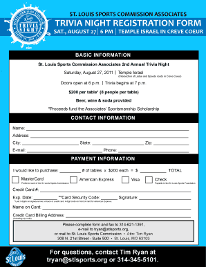 Fillable Online stlsports SC Trivia Night Order Form - stlsports Fax ...