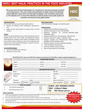 Fillable Online HIP01 BEST HALAL PRACTICES IN THE FOOD INDUSTRY Fax ...