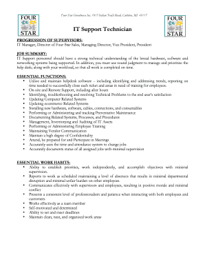Fillable Online IT Support Technician job description - rev4 Fax Email ...