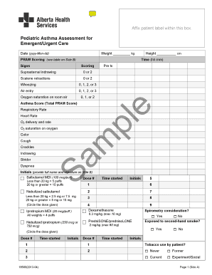 Fillable Online pert ucalgary Pediatric Asthma Assessment for Emergent ...