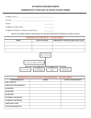 Fillable Online 20northwacker 20 NORTH WACKER DRIVE EMERGENCY CONTACT ...