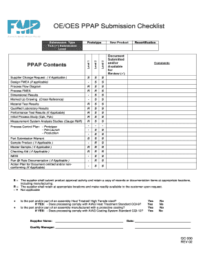 Fillable Online OEOES PPAP Submission Checklist - Bendix Brakes Fax ...