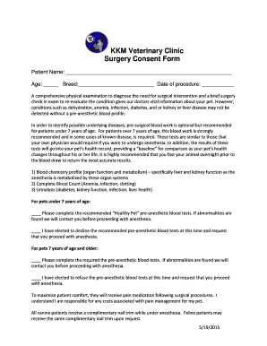 Fillable Online KKM Veterinary Clinic Surgery Consent Form Fax Email ...