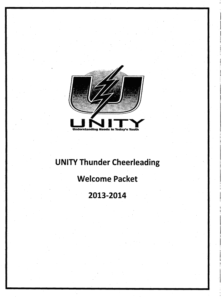 Fillable Online unitythunder UNITY Thunder Cheerleading Welcome Packet ...