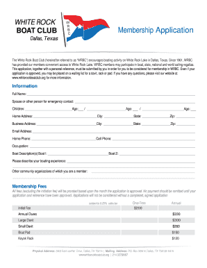 Fillable Online BOAT CLUB Membership Application Fax Email Print ...